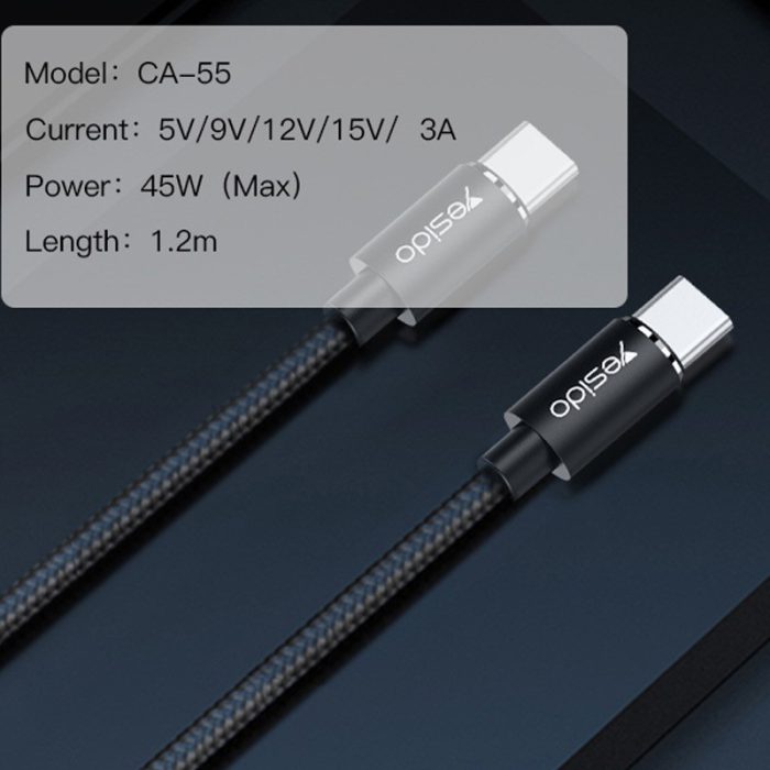 کابل Type-C به Type-C یسیدو مدل CA55 طول 1.2 متر – ویراواچ